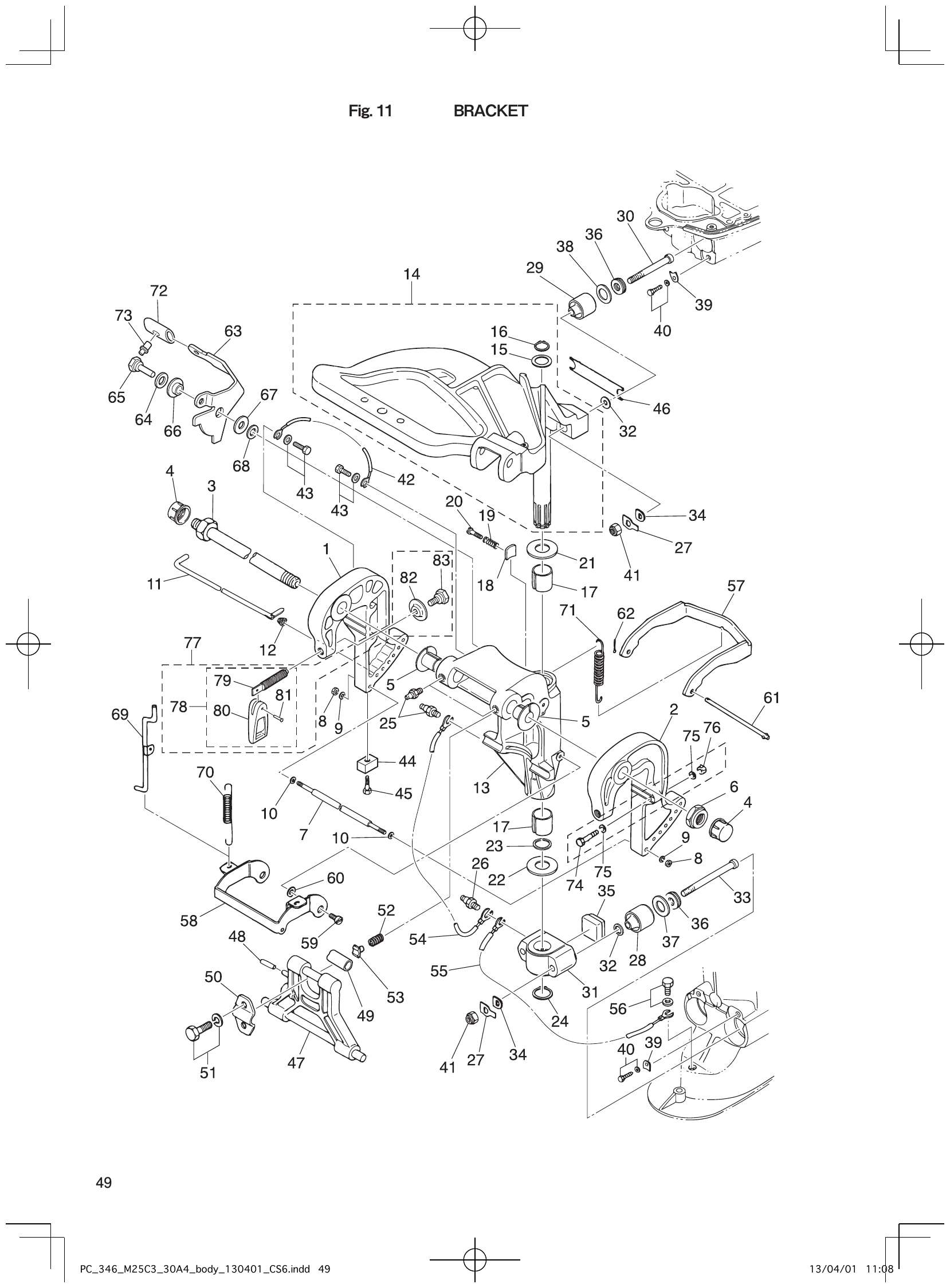 M 25/30H JET MX25/30H – Section 11 bracket parts diagram