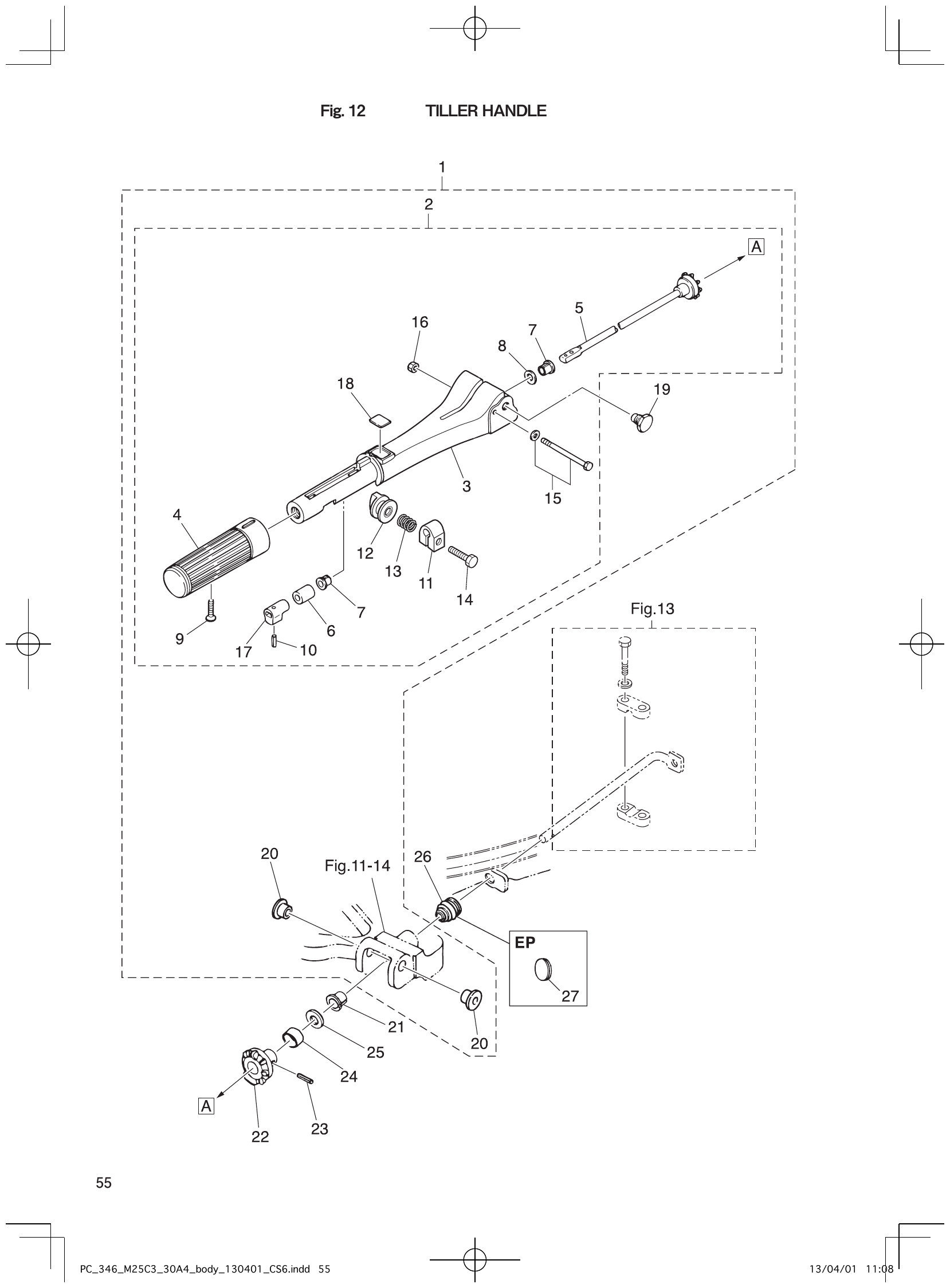 M 25/30H JET MX25/30H – Section 12 tiller handle parts diagram