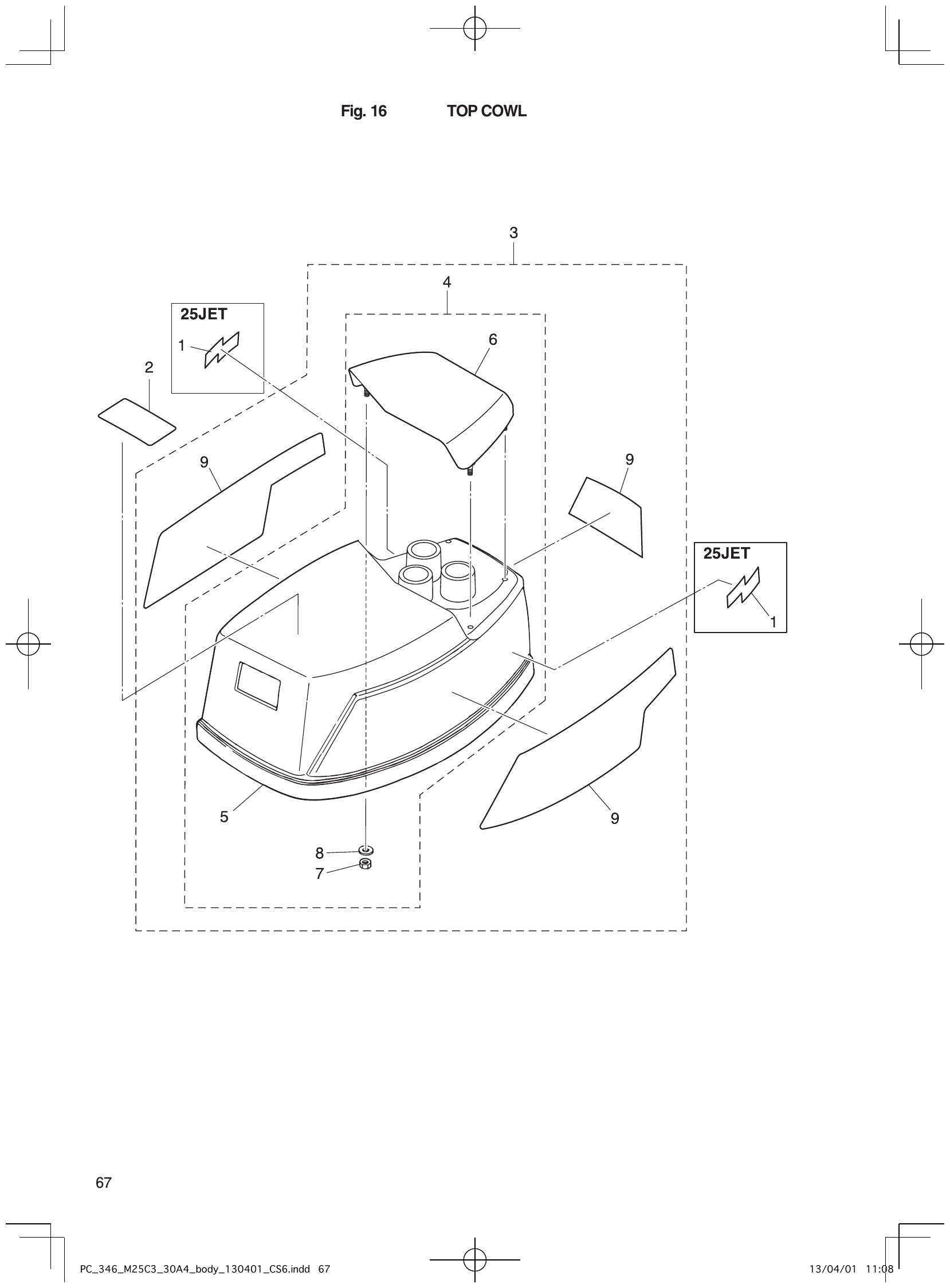 M 25/30H JET MX25/30H – Section 16 topcowl parts diagram
